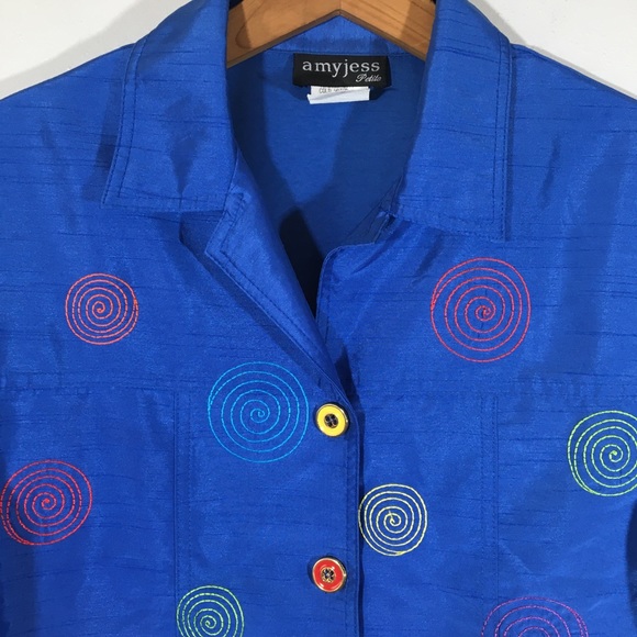 Vintage | Jackets & Coats | Vintage 9s Art To Wear Colorful Blue Jacket ...